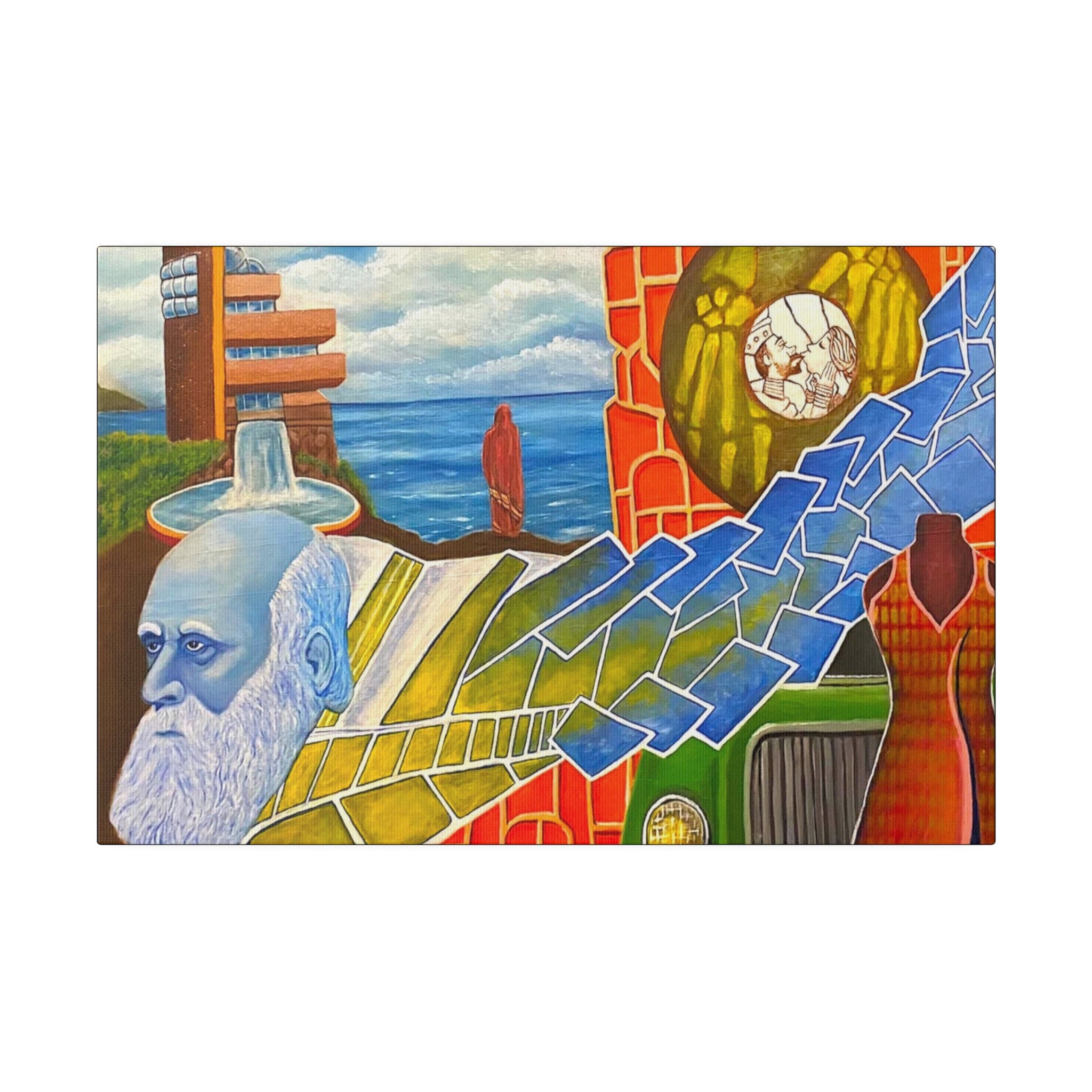 Memory Fountain Surreal Oil Painting Print on Canvas, Wall Art - Etsy