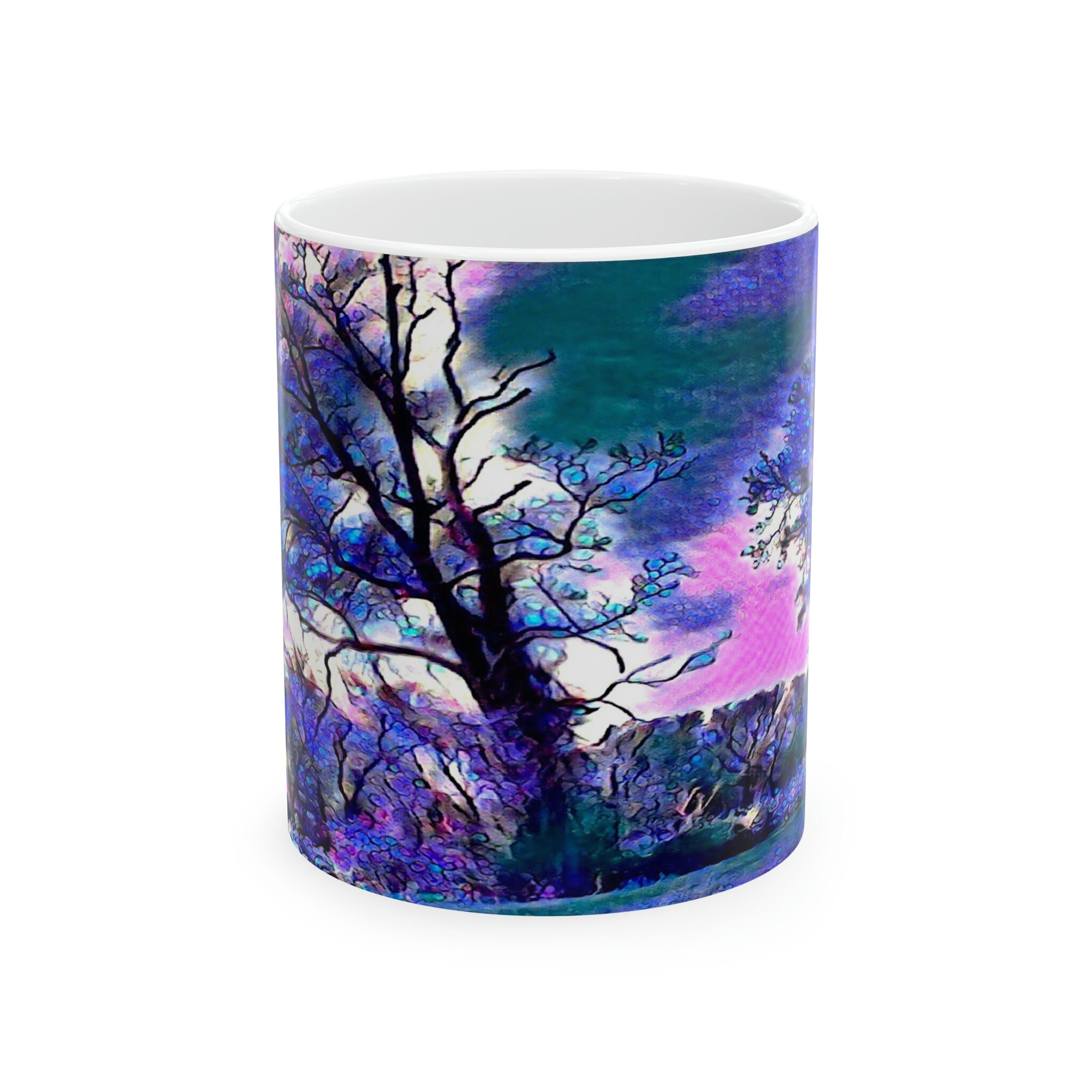 Violet Trees Enhanced Photography by Stew Bradley Colorful Ceramic Mug ...
