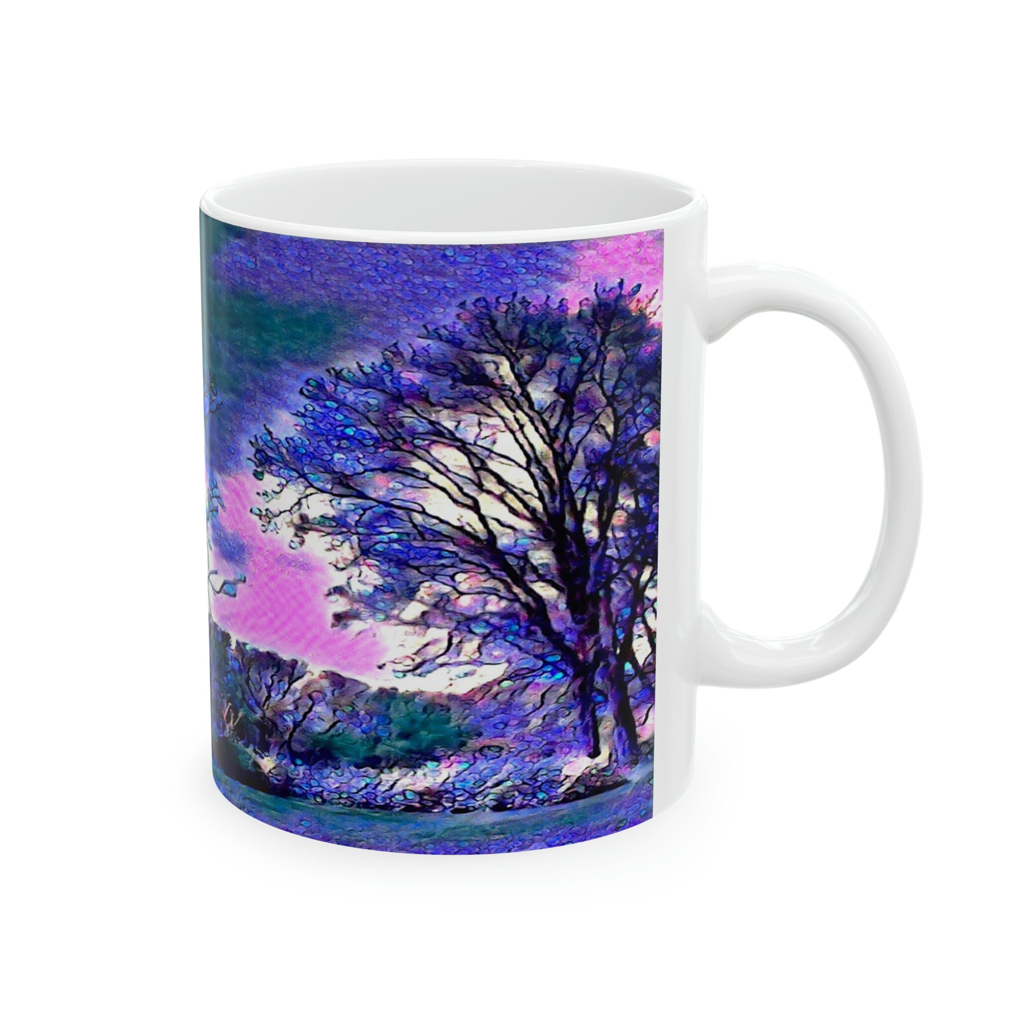 Violet Trees Enhanced Photography by Stew Bradley Colorful Ceramic Mug ...