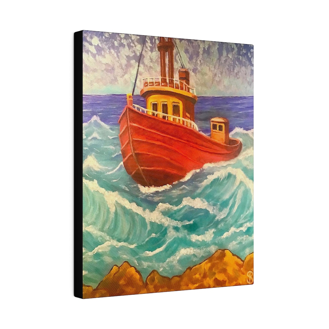 Tug Boat Oil Painting Print on Canvas - Etsy