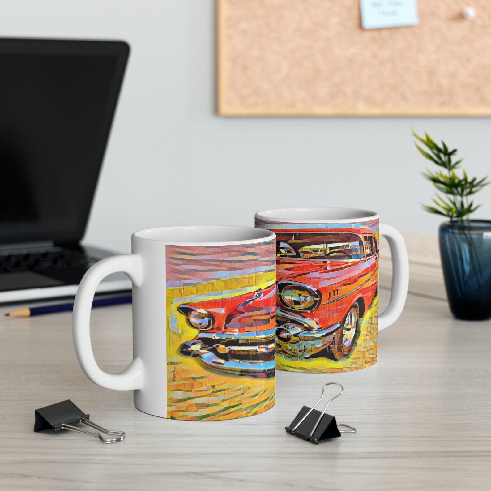 Hot Rod Enhanced Photography by Stew Bradley Colorful Ceramic Mug ...