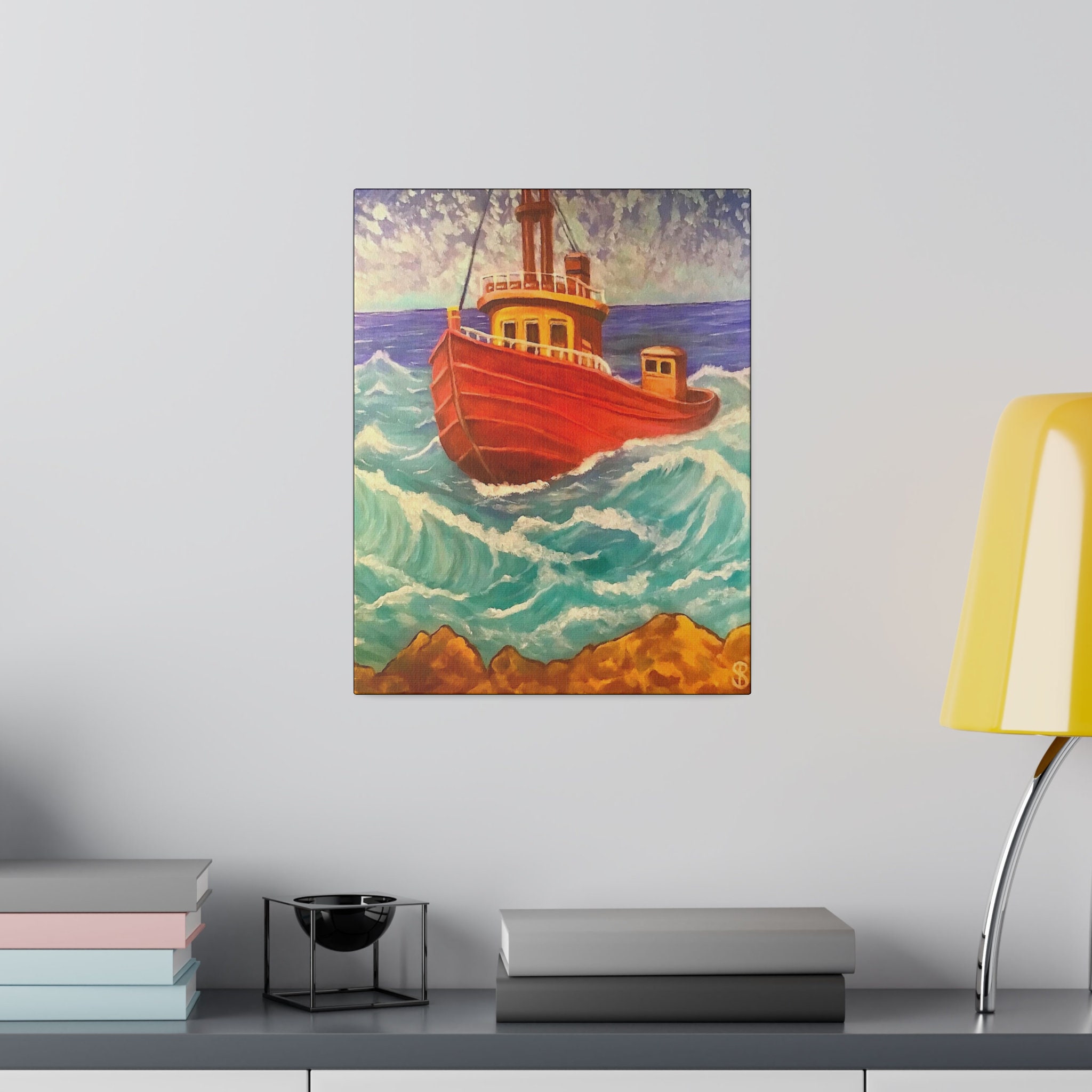 Tug Boat Oil Painting Print on Canvas - Etsy