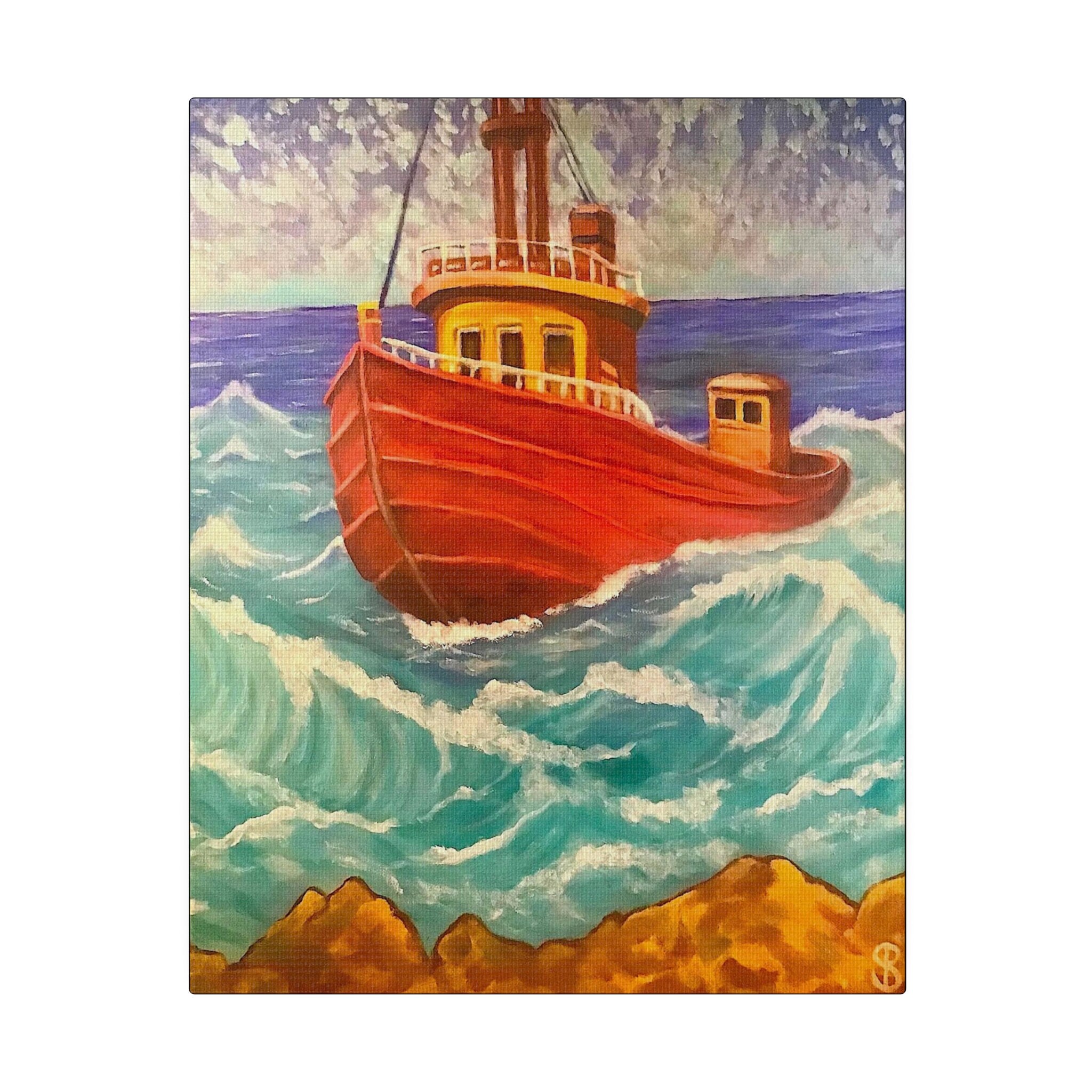 Tug Boat Oil Painting Print on Canvas - Etsy