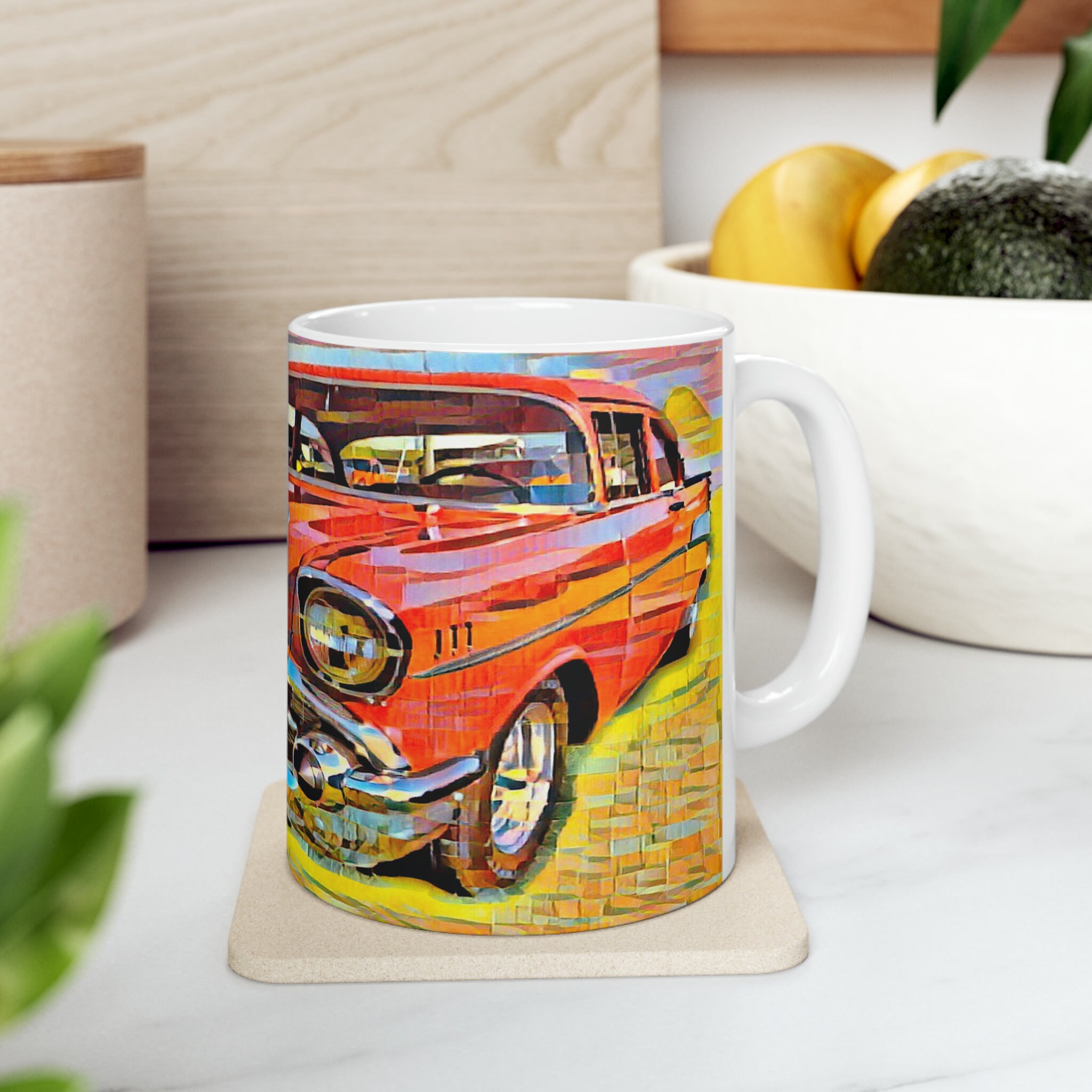 Hot Rod Enhanced Photography by Stew Bradley Colorful Ceramic Mug ...