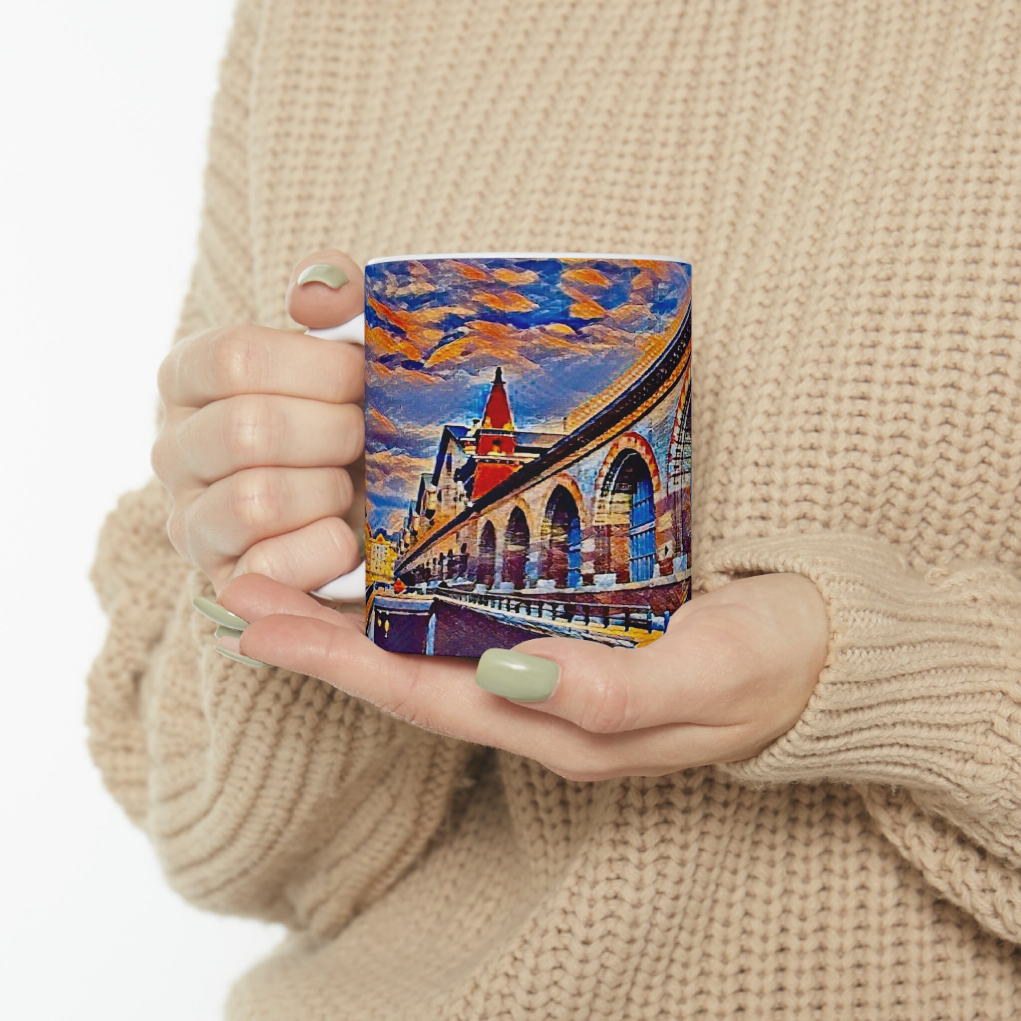 London Street Enhanced Photography by Stew Bradley Colorful Ceramic Mug ...
