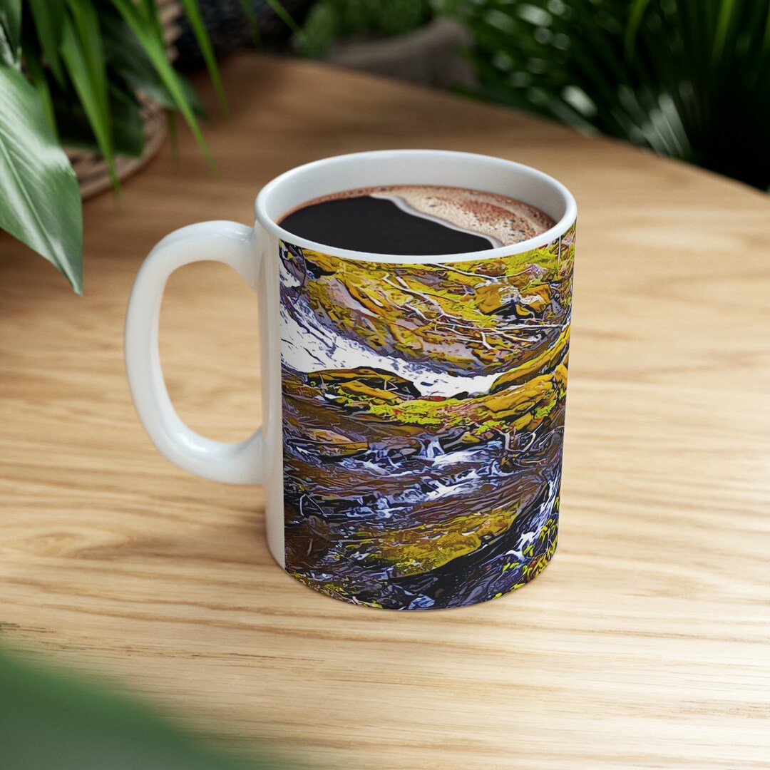 Forest Stream Enhanced Photography by Stew Bradley Colorful Ceramic Mug ...
