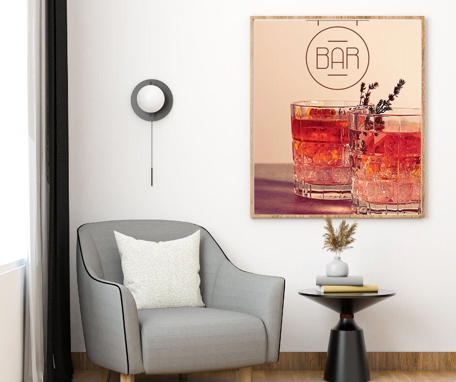 Elegant Modern Bar Poster - Artistic Cocktail Print - Home Bar Decor ...