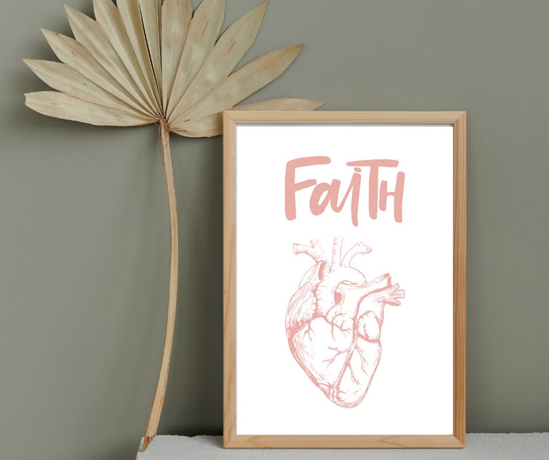 Faith Heart Anatomy Digital Art Poster - Inspiring Hand-sketched Human ...