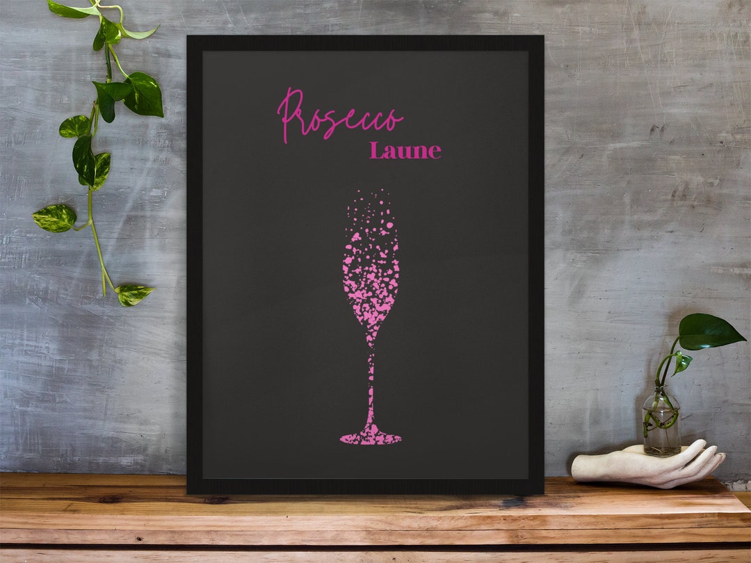 Prosecco Mood Digital Poster Elegant Pink Bubbly Wine Art Kitchen and ...