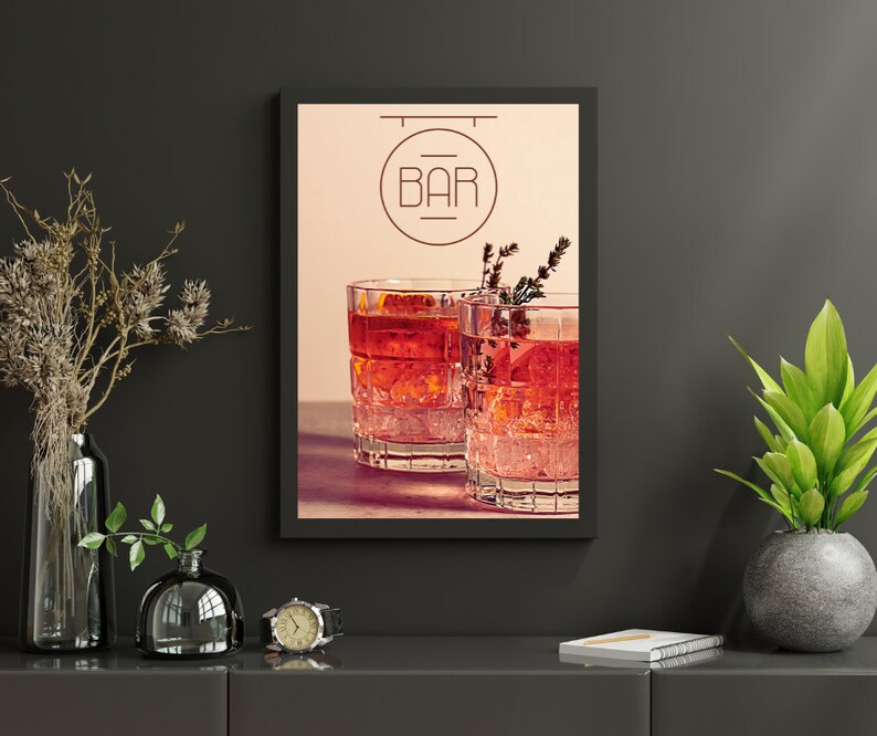 Elegant Modern Bar Poster - Artistic Cocktail Print - Home Bar Decor ...