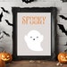 Spooky Friendly Ghost Digital Print Halloween Beige & Orange Wall Art ...