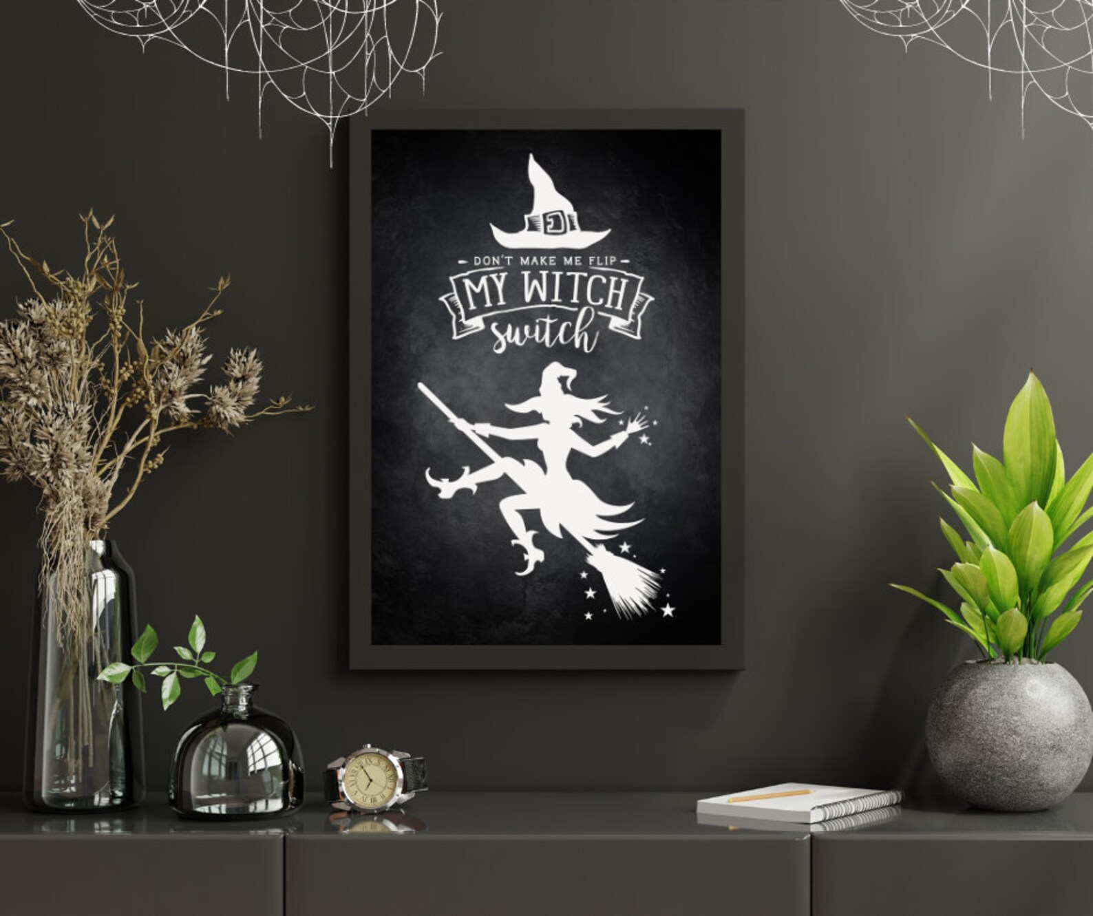 Whimsical Witch Silhouette & Quote Poster - Halloween Wall Art - Witchy ...