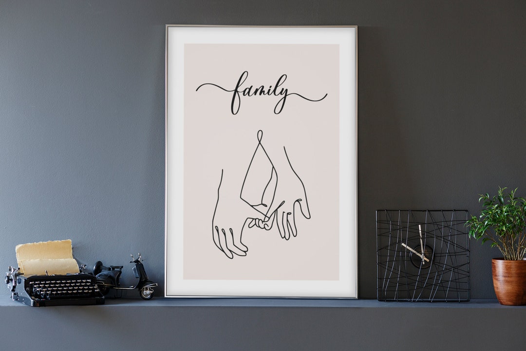 Minimalist Family Unity Line Art Digital Poster – Elegant Interlocked ...