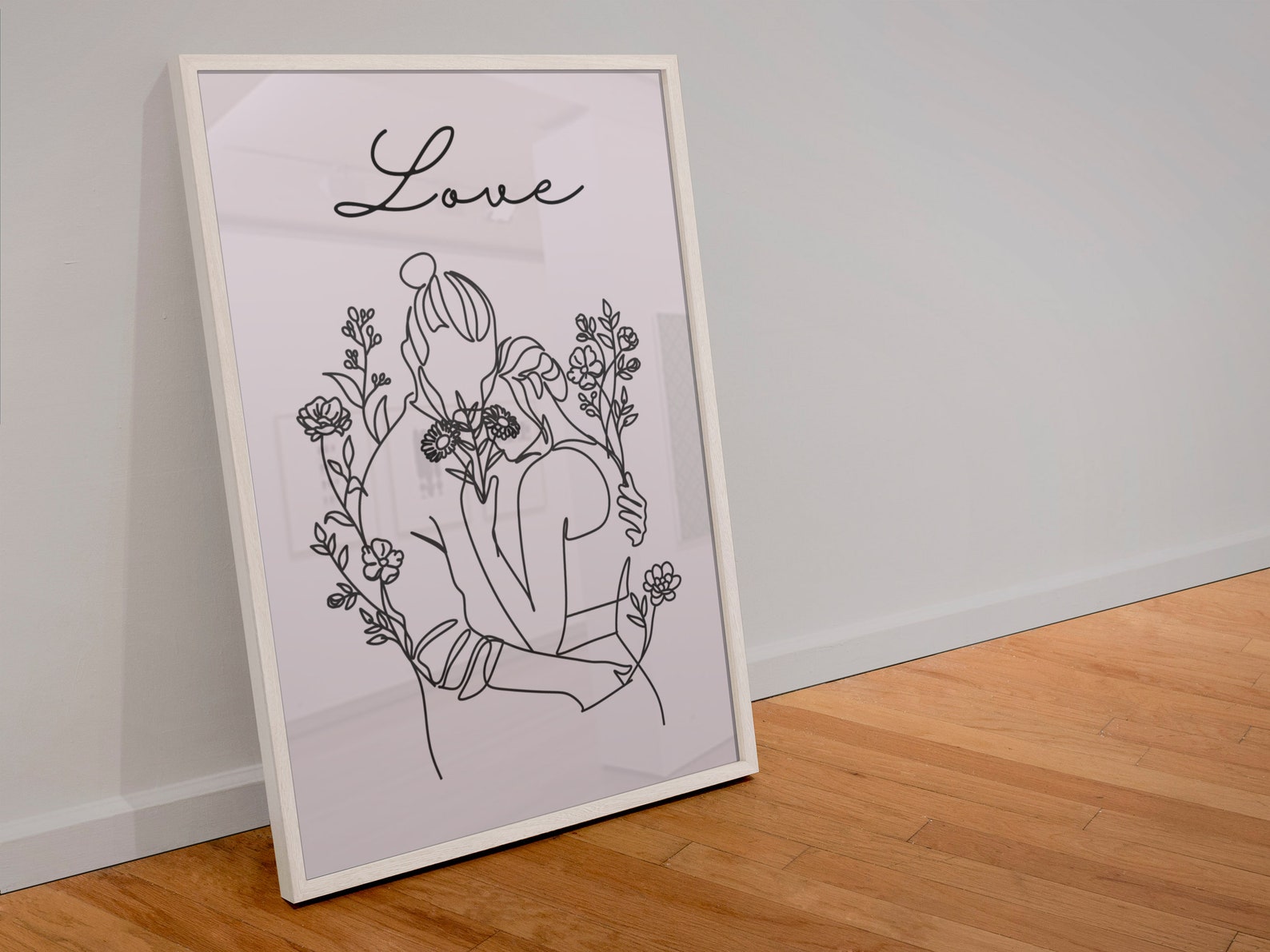 Love Embrace Line Art Digital Poster Romantic Couple - Etsy