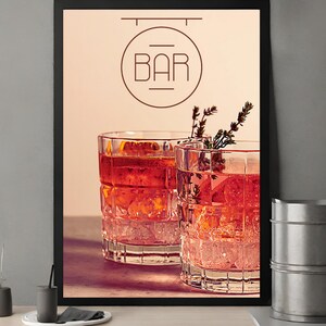 Elegant Modern Bar Poster - Artistic Cocktail Print - Home Bar Decor ...