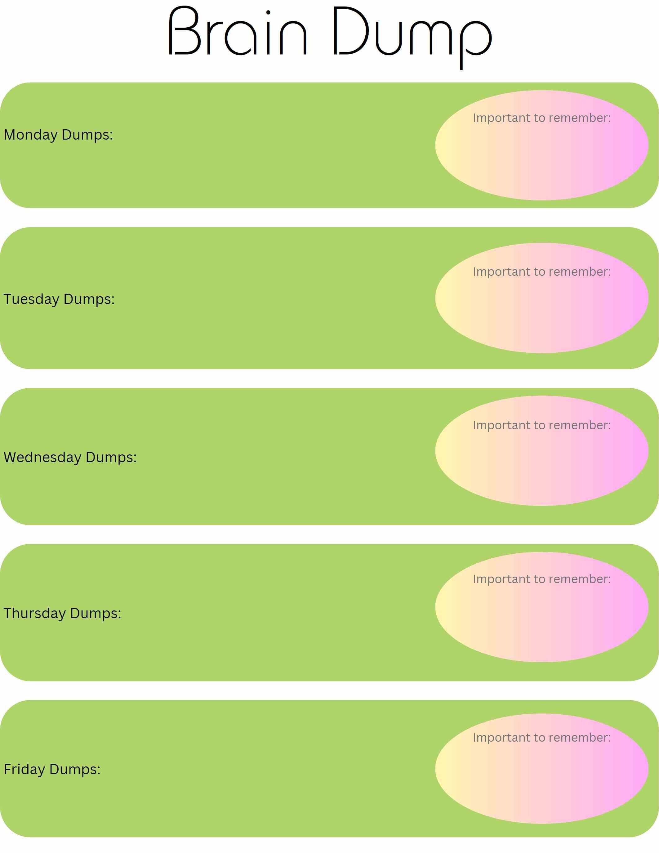 Work Week Daily Brain Dump Printable Canva Download Journaling - Etsy