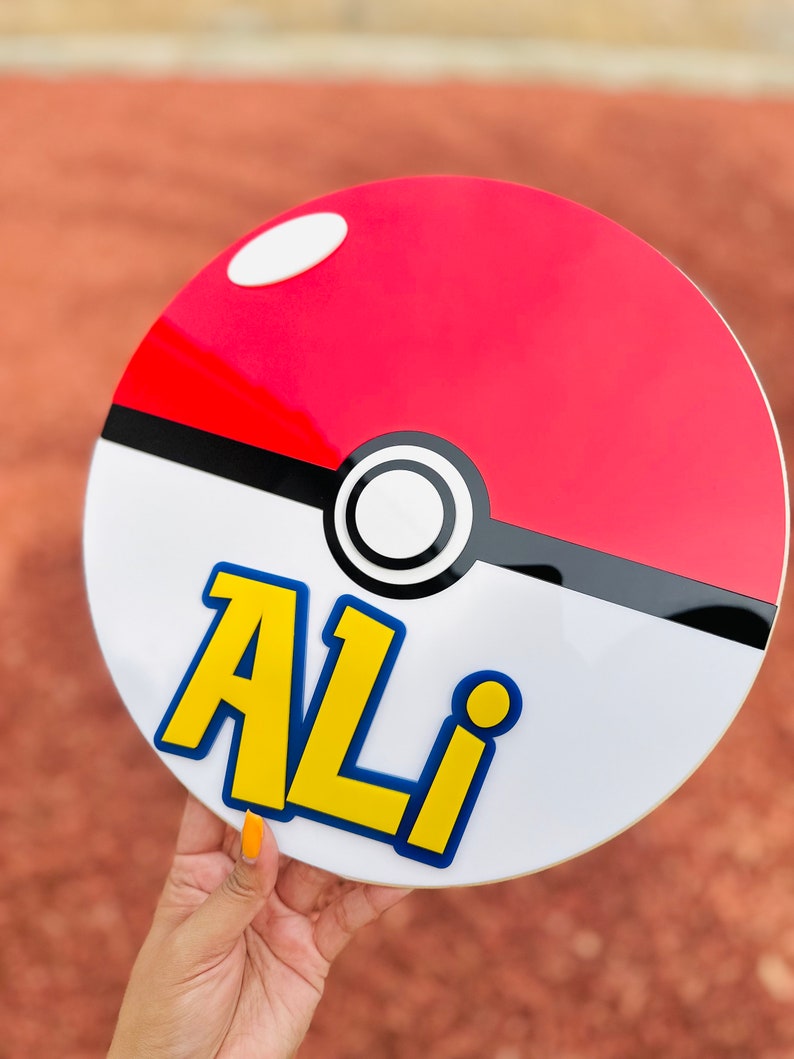Pokeball Name Sign| Pokémon Inspired Decor| Home Decor| Game Room Name ...