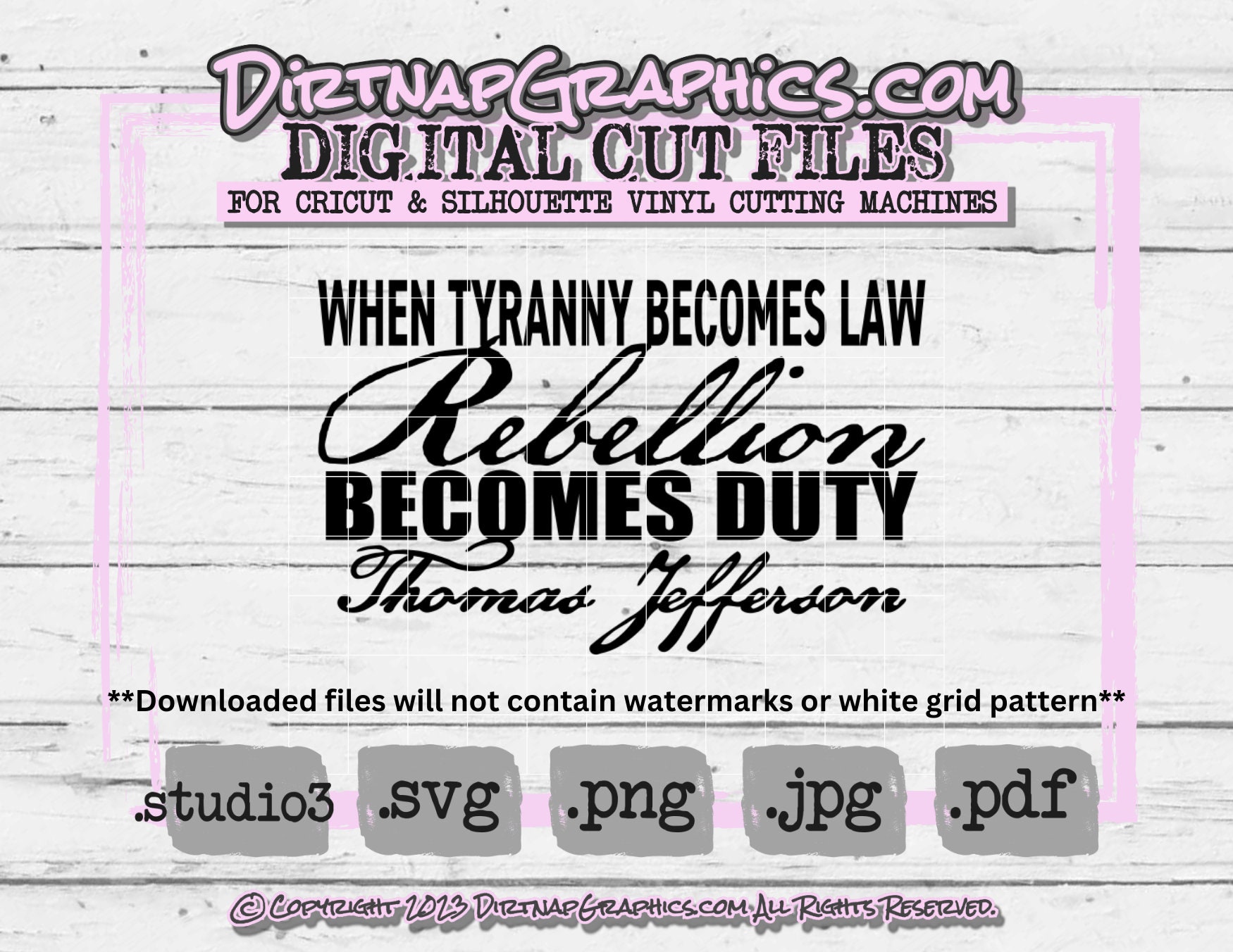 SVG Thomas Jefferson When Tyranny Becomes Law Rebellion Cut File for ...