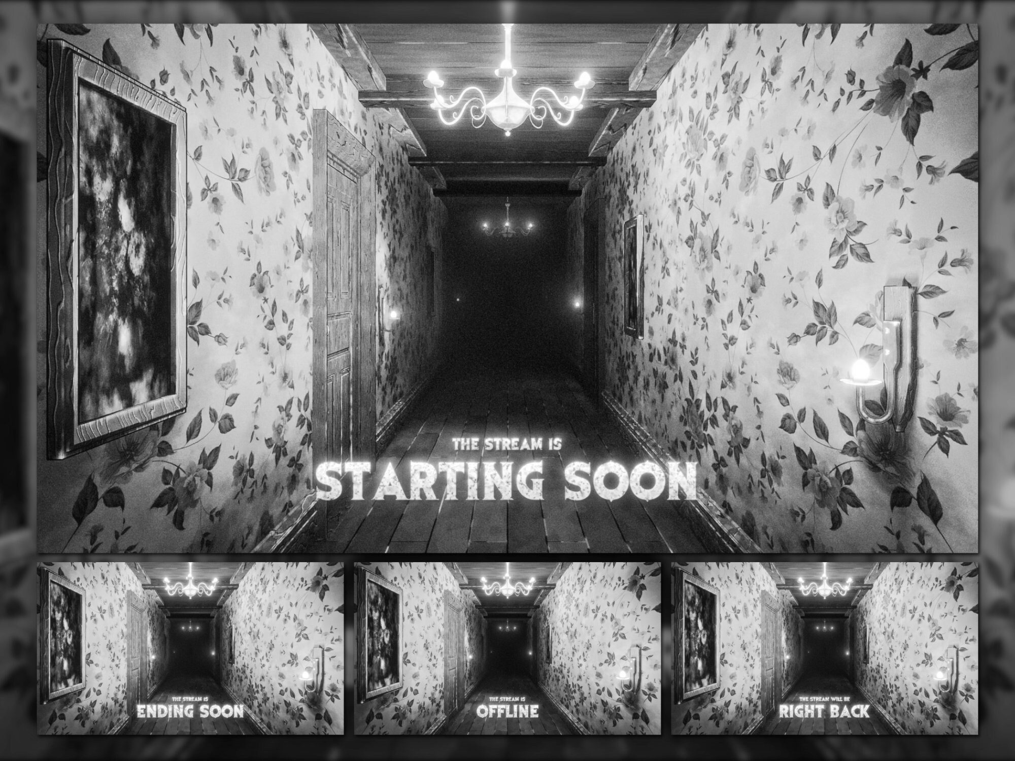 Dark Haunted Corridor Animated Twitch Overlay Package Anime Horror ...