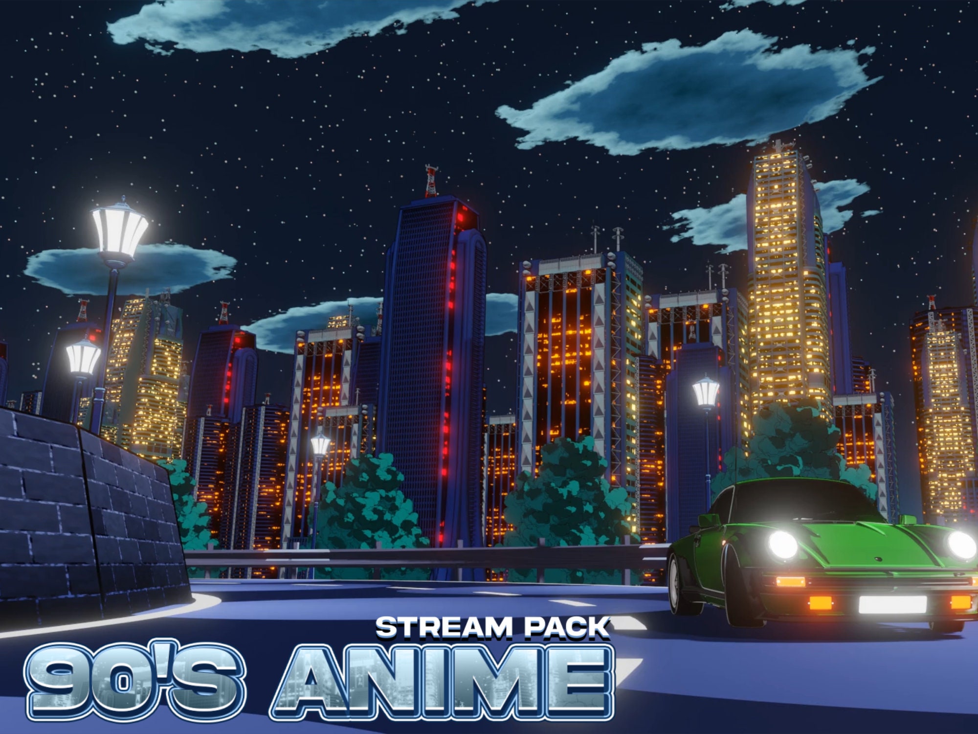90's Anime Animated Twitch Overlay Package | Retro Classic Stream Pack ...