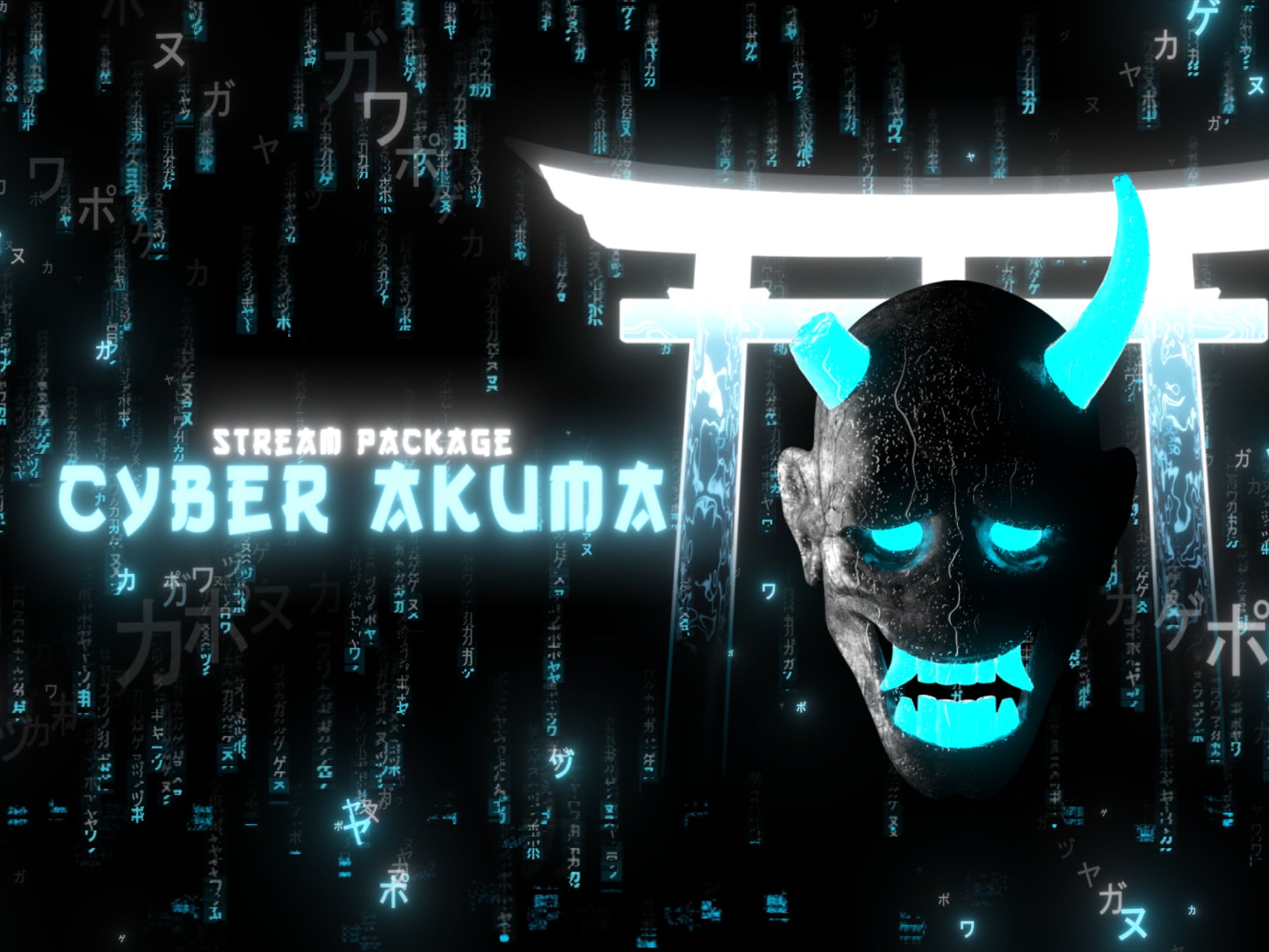 Cyber Akuma Animated Twitch Overlay Package | Glitch Oni Stream Pack ...