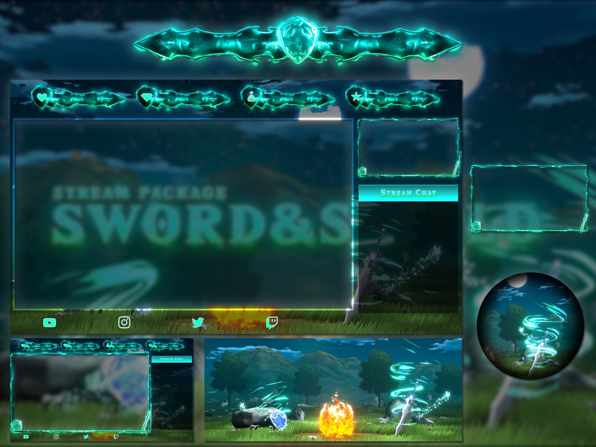 Sword & Shield Animated Twitch Overlay: Fantasy Forest Stream Pack - Etsy
