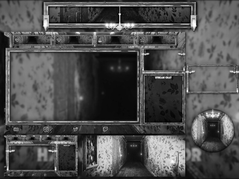 Dark Haunted Corridor Animated Twitch Overlay Package Anime Horror ...