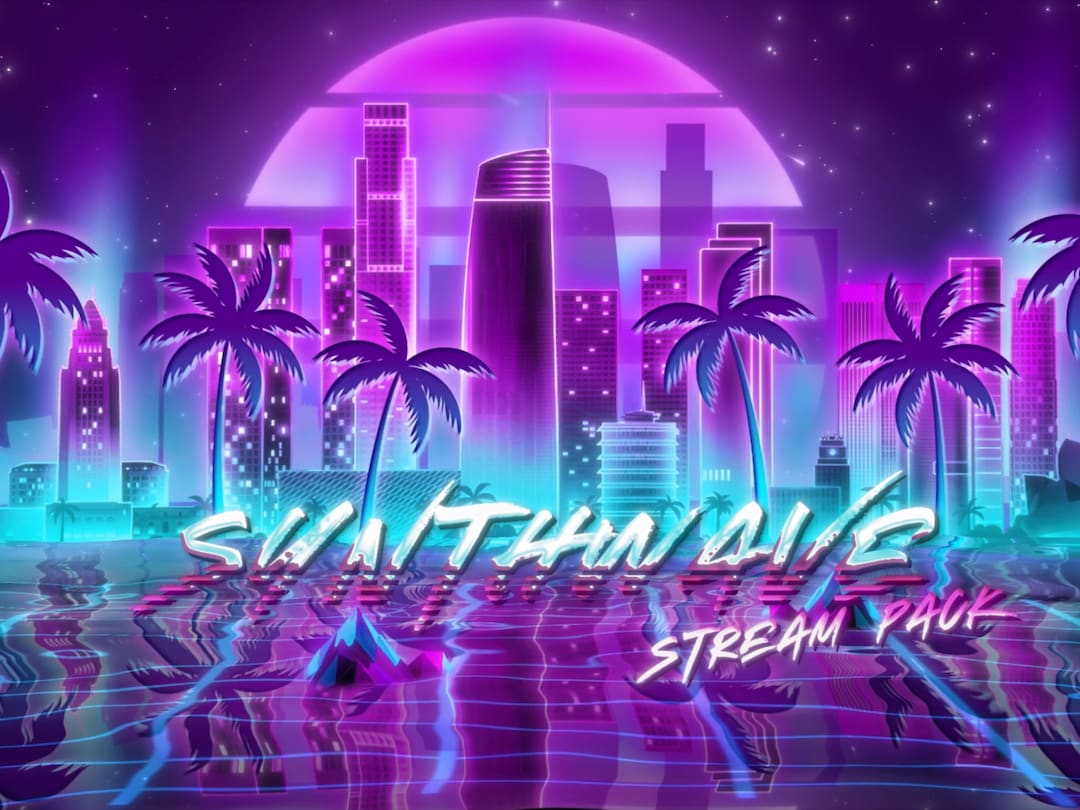 Synthwave Neon City Animated Twitch Overlay Pack | Retro Stream Package ...