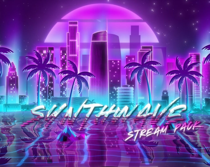 Animated Retrowave Stream Overlay Package - Screens, Webcam, Alerts ...