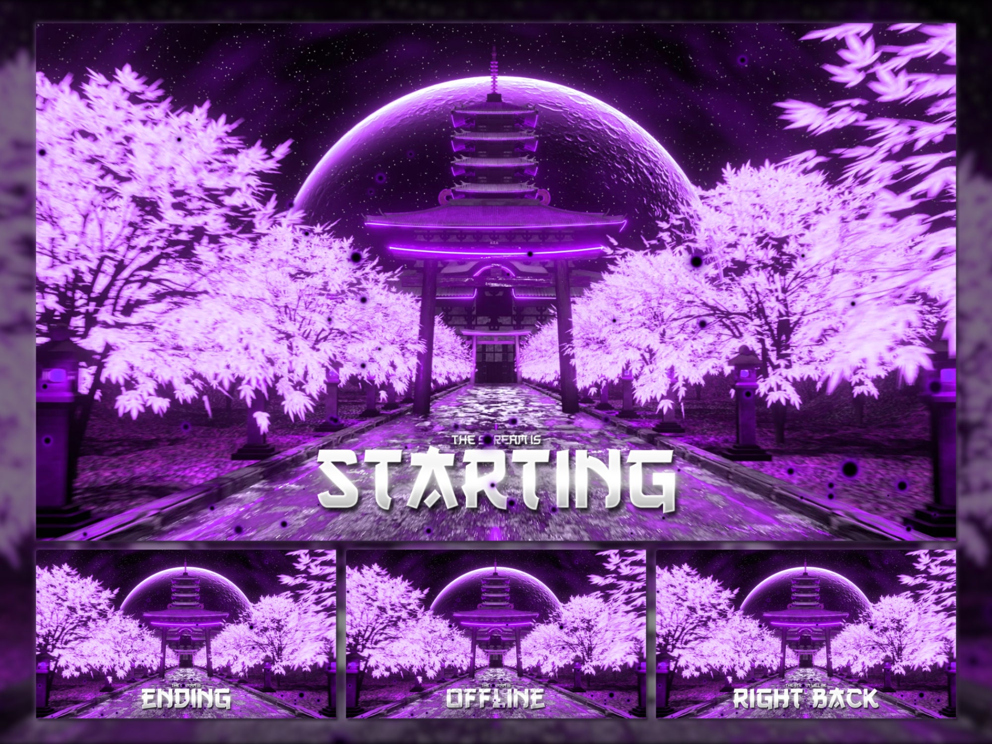 Japan Torii Gate Animated Twitch Overlay Package | Purple Stream Pack ...