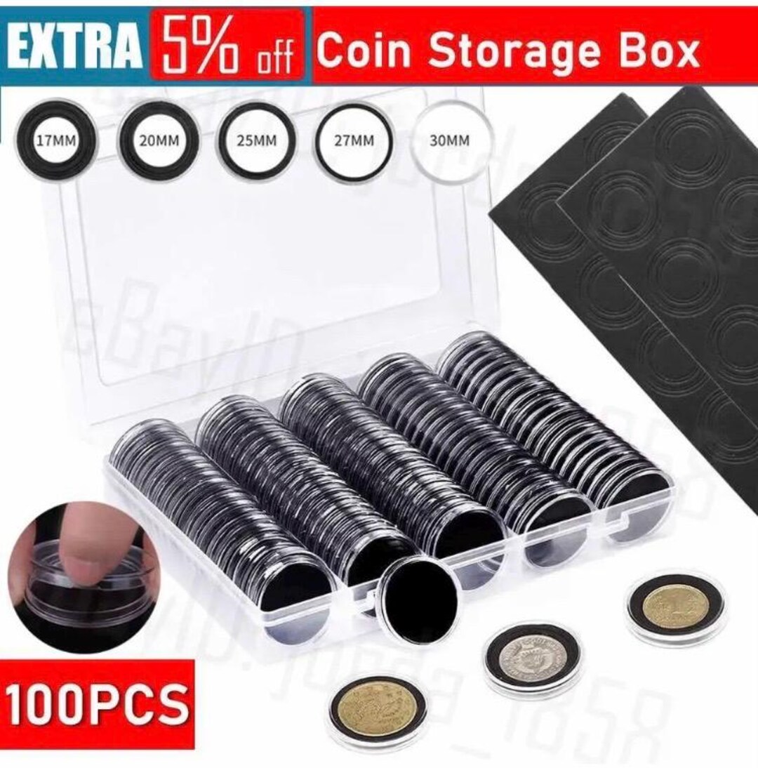 Coin Capsules and Box Holder. X100 Capsules - Etsy