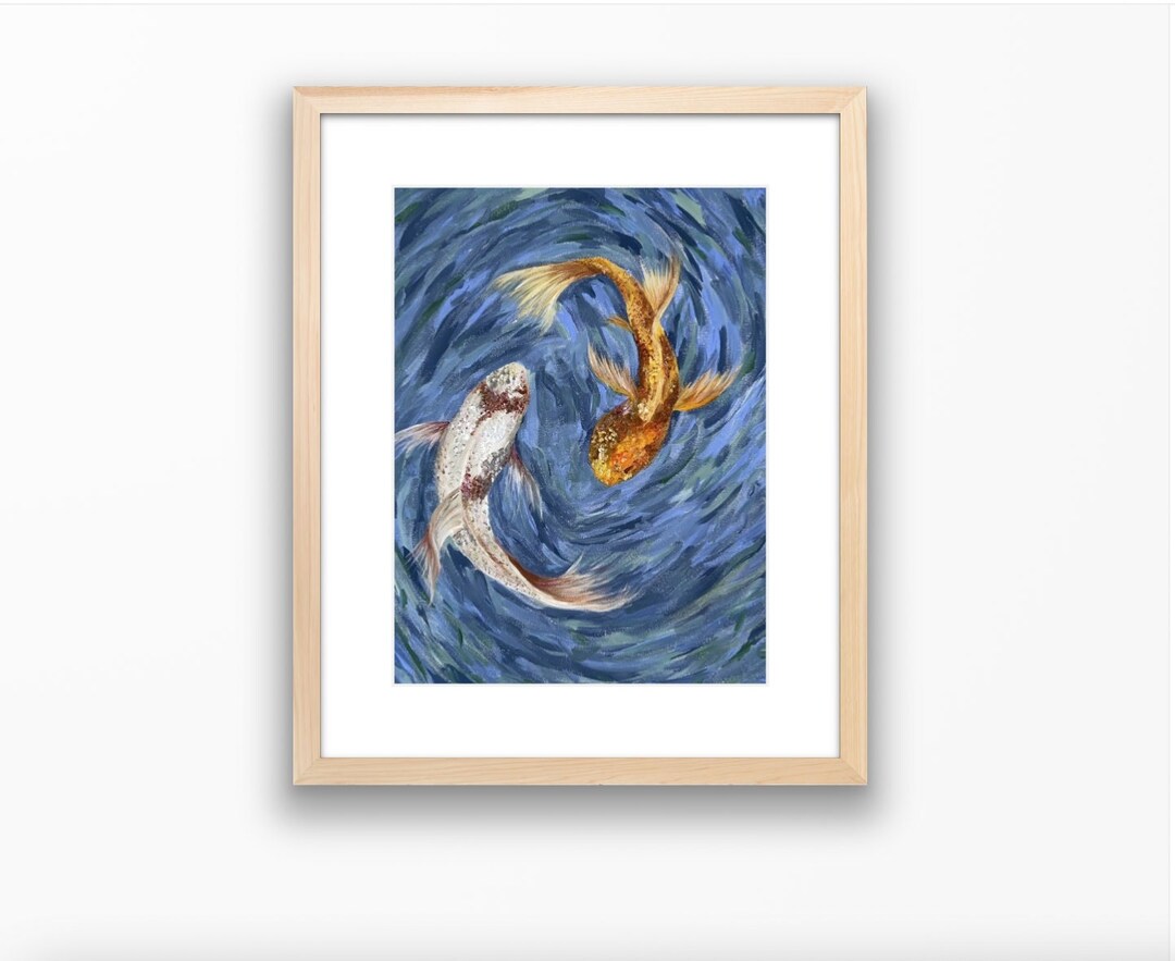 Yin Yang Koi Fish Poster - Poster Print of Original Acrylic Painting ...