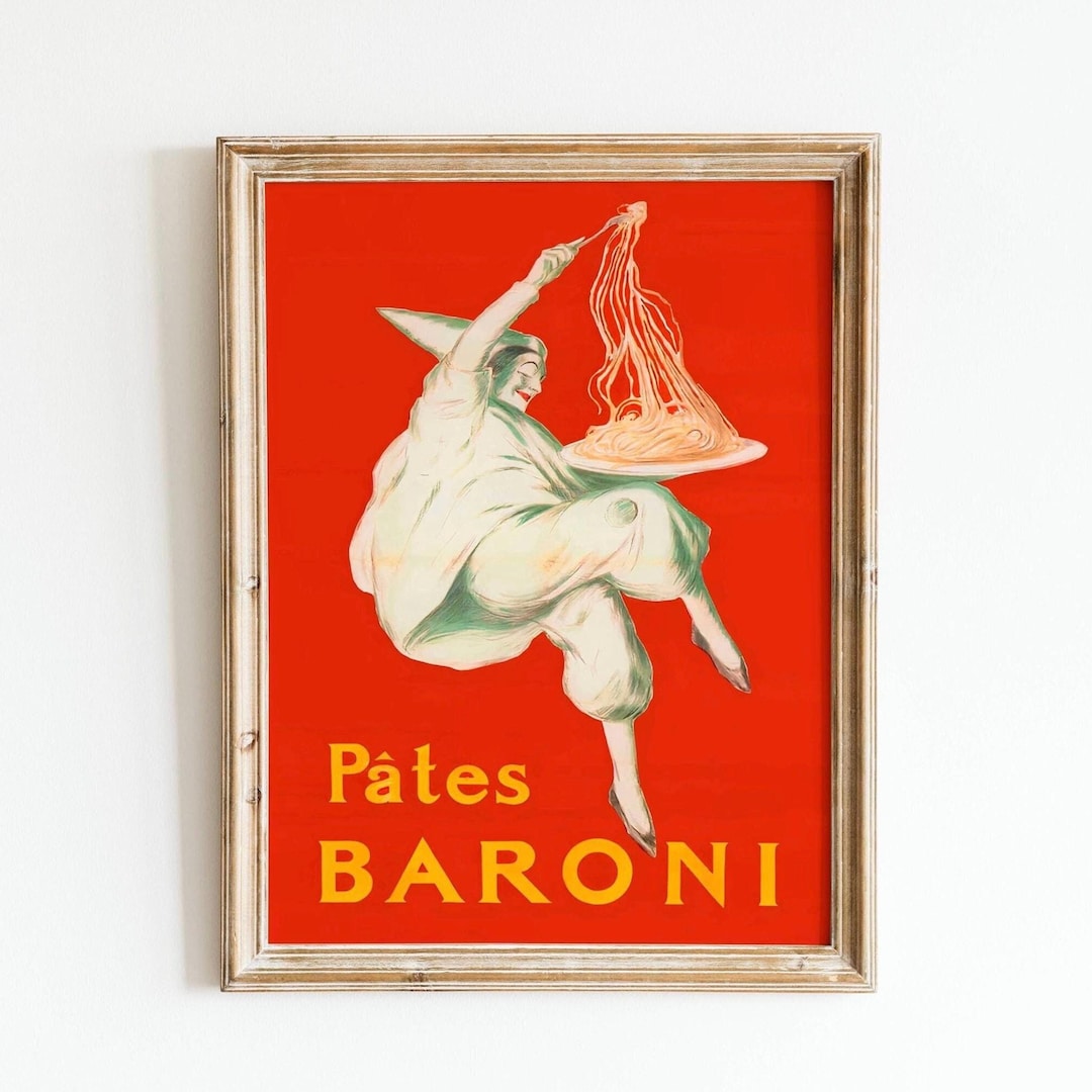 Vintage Italian Food Poster Pasta Ad Spaghetti Kitchen Wall Art Old ...