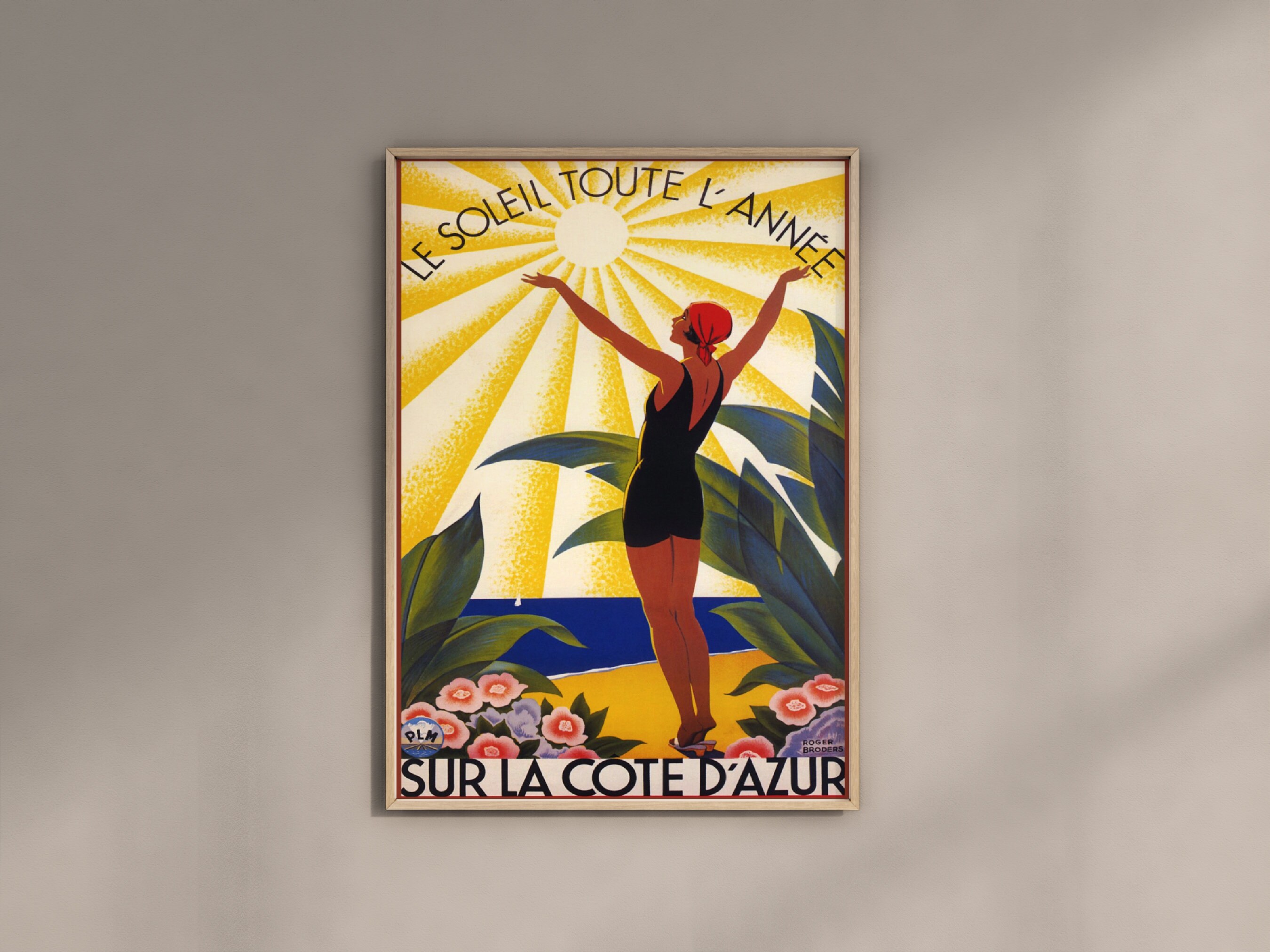 Vintage French Riviera Travel Posters France Wall Art Woman Sunbathing ...