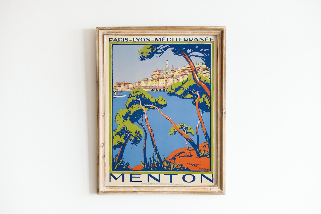 Vintage French Riviera Travel Poster France Wall Art Menton South of ...