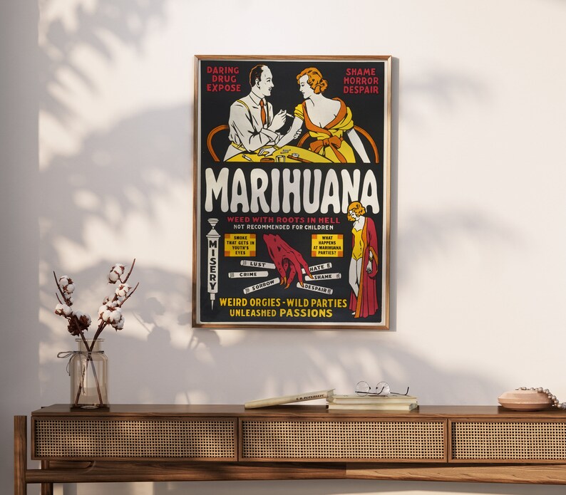 Vintage Movie Poster "roots in Hell" Marijuana Propaganda Film Print ...