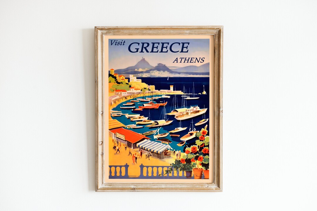 Vintage Travel Poster Athens Greece Ad Vintage Tourism - Etsy