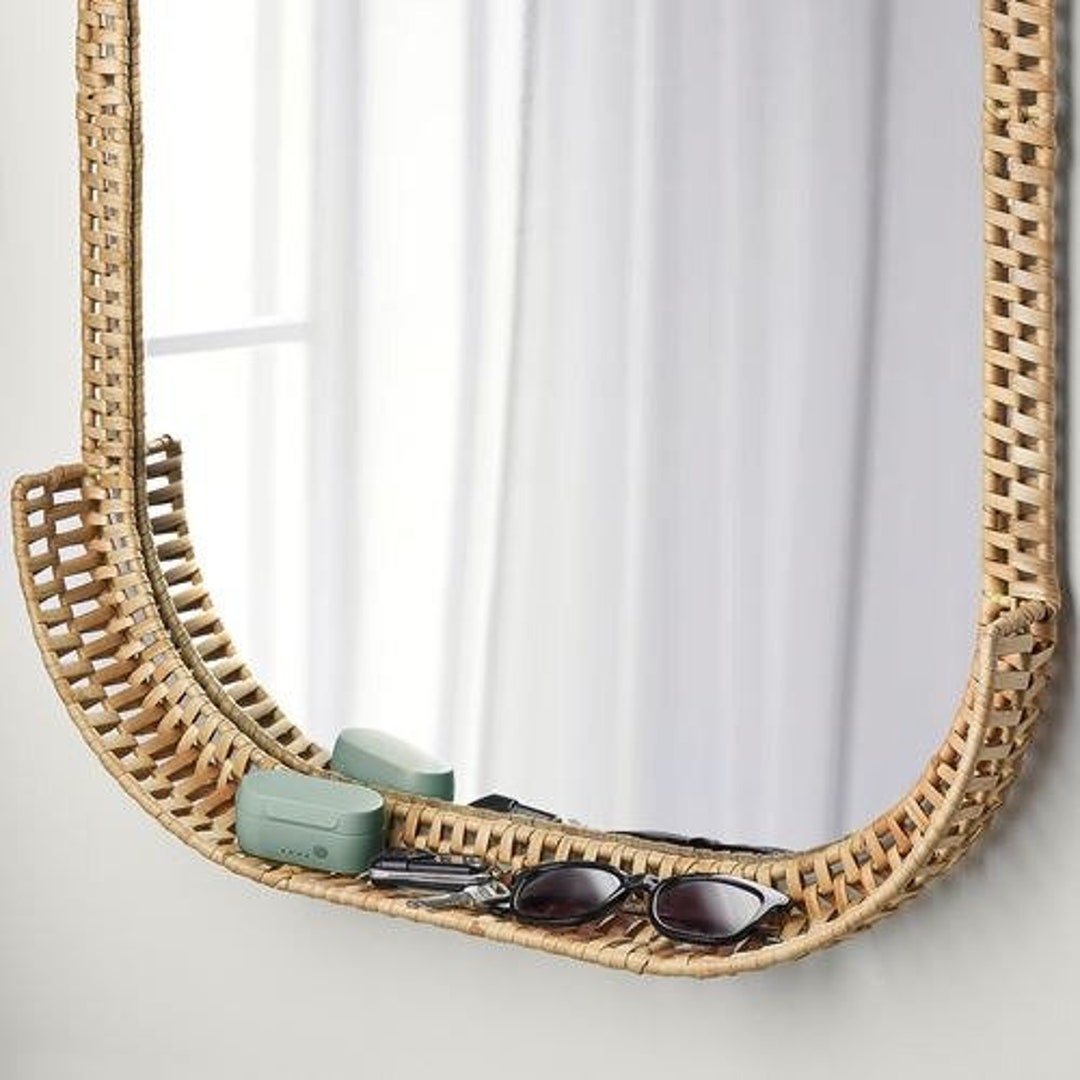 Handmade Natural Rattan Mirror Rattan Rectangle Mirror Cane - Etsy