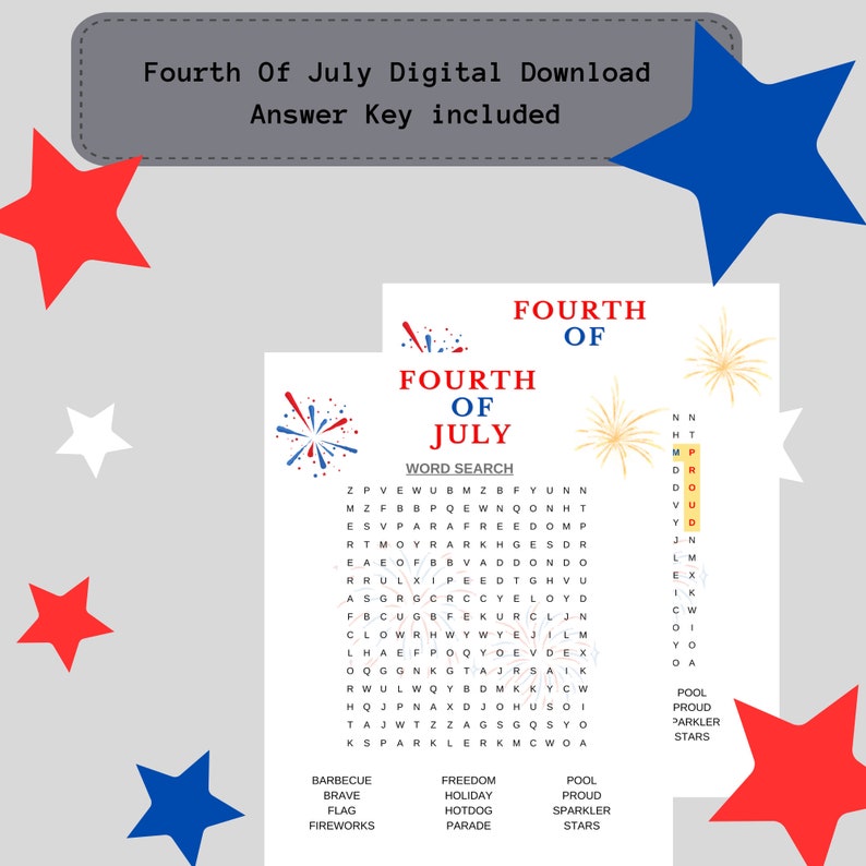 Fourth of July Word Search - Etsy