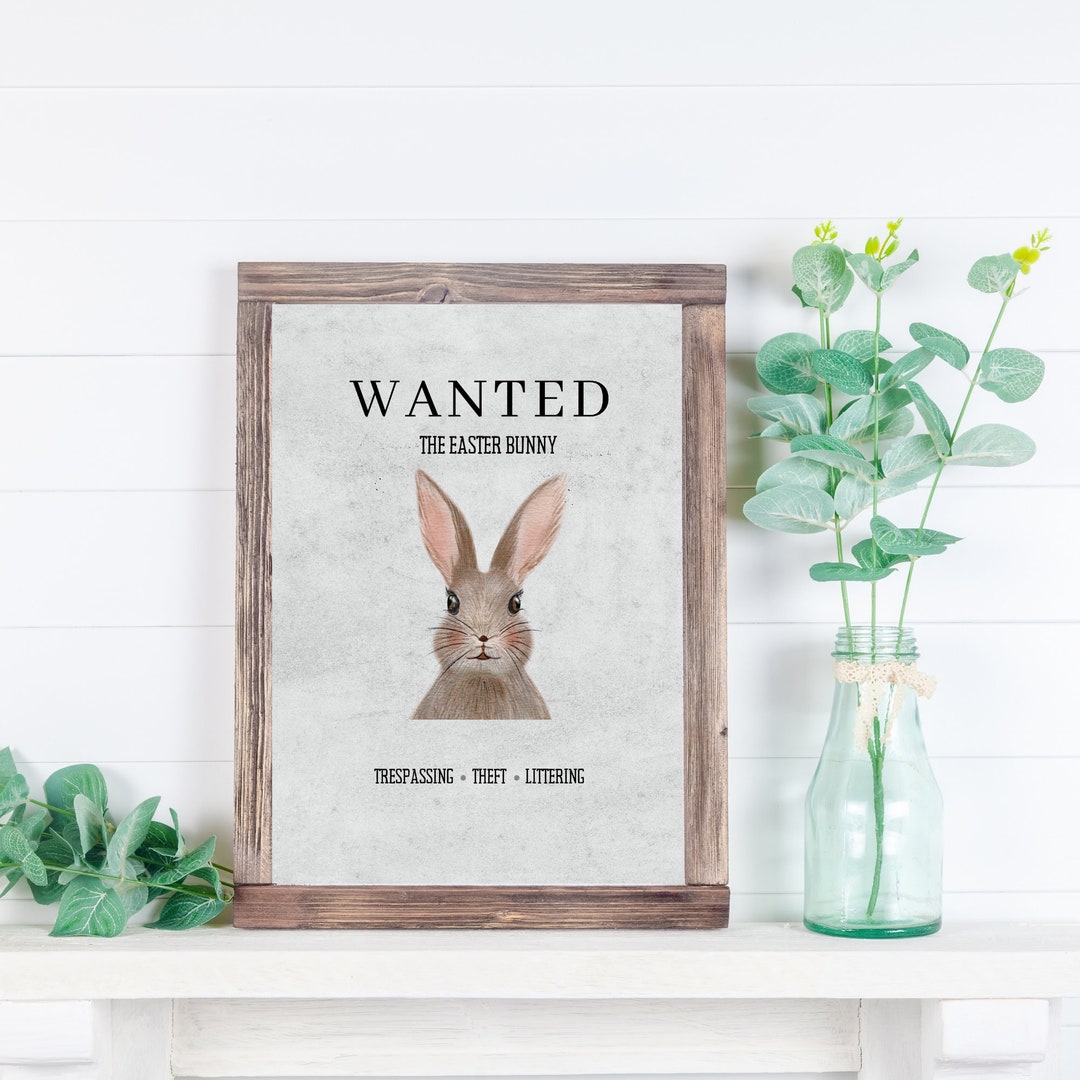 Easter Bunny Wanted Poster Wall Art - Etsy