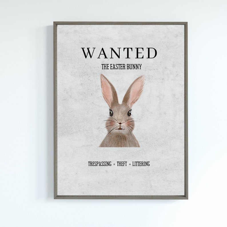 Easter Bunny Wanted Poster Wall Art - Etsy
