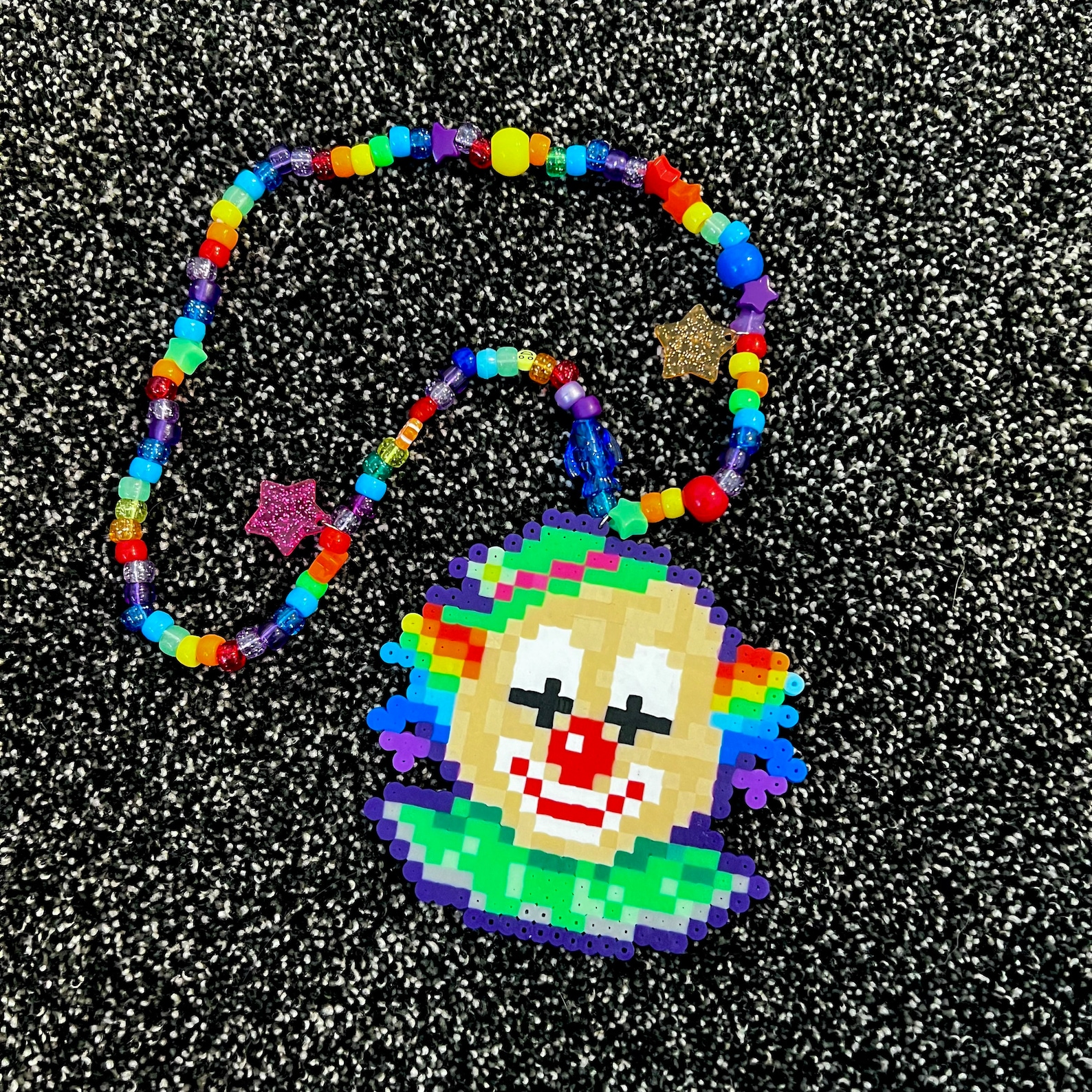 Clown Kandi Rainbow Beaded Necklace Perler Clowncore Accessories Rave ...