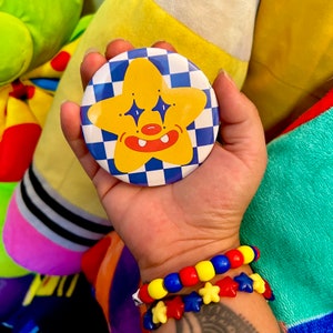 Clown Button Pin Silly Star Clowncore Accessories - Etsy