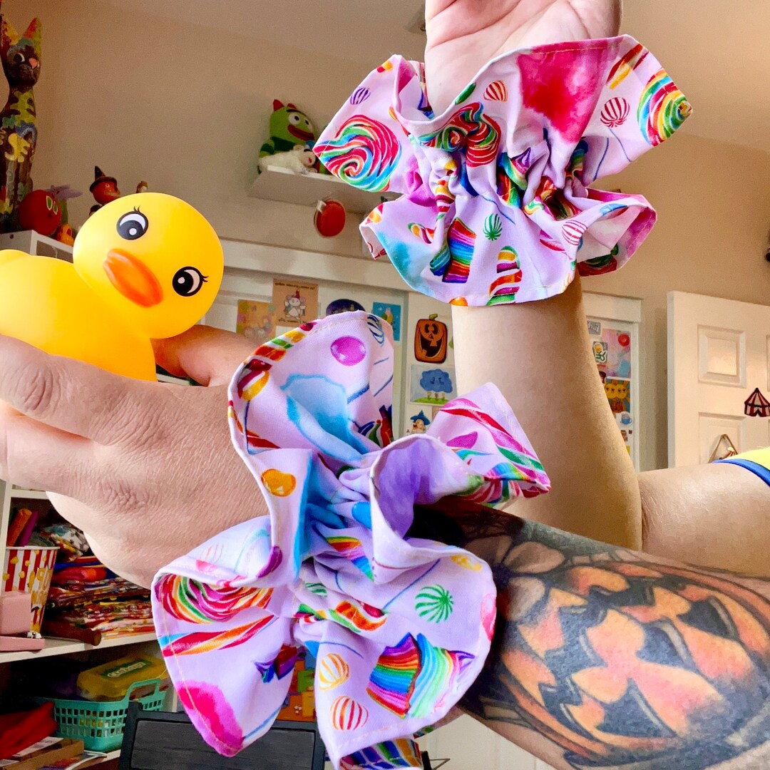 Clown Ruffle Cuff Set Candy Fabric Clowncore Bracelet Accessories - Etsy