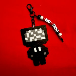 Skibidi Toilet and Tv Man Perler Beaded Keychain Accessories - Etsy