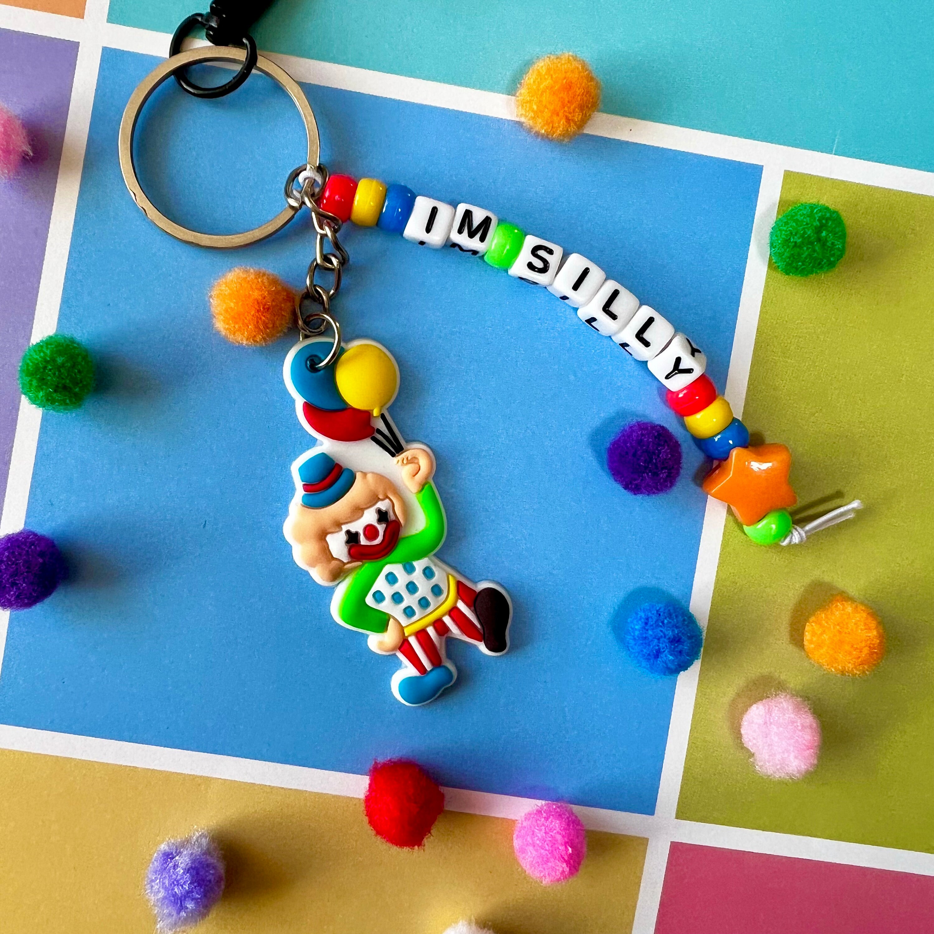 Clown Keychain I’m Silly Balloon Clowncore Accessories - Etsy