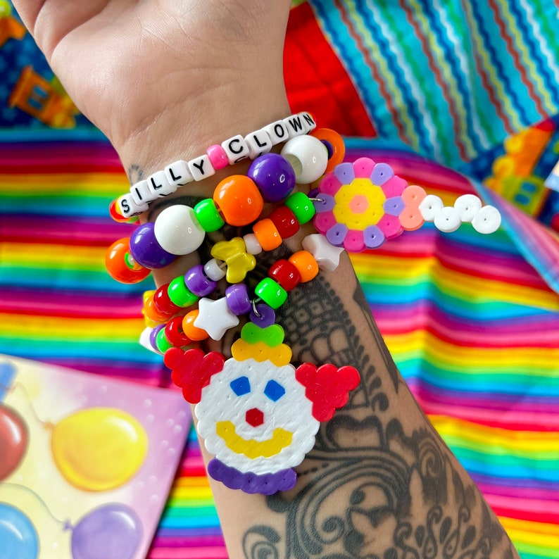 Clown Kandi Rainbow Clowncore Beaded Bracelet Set Silly Clown Jewelry ...