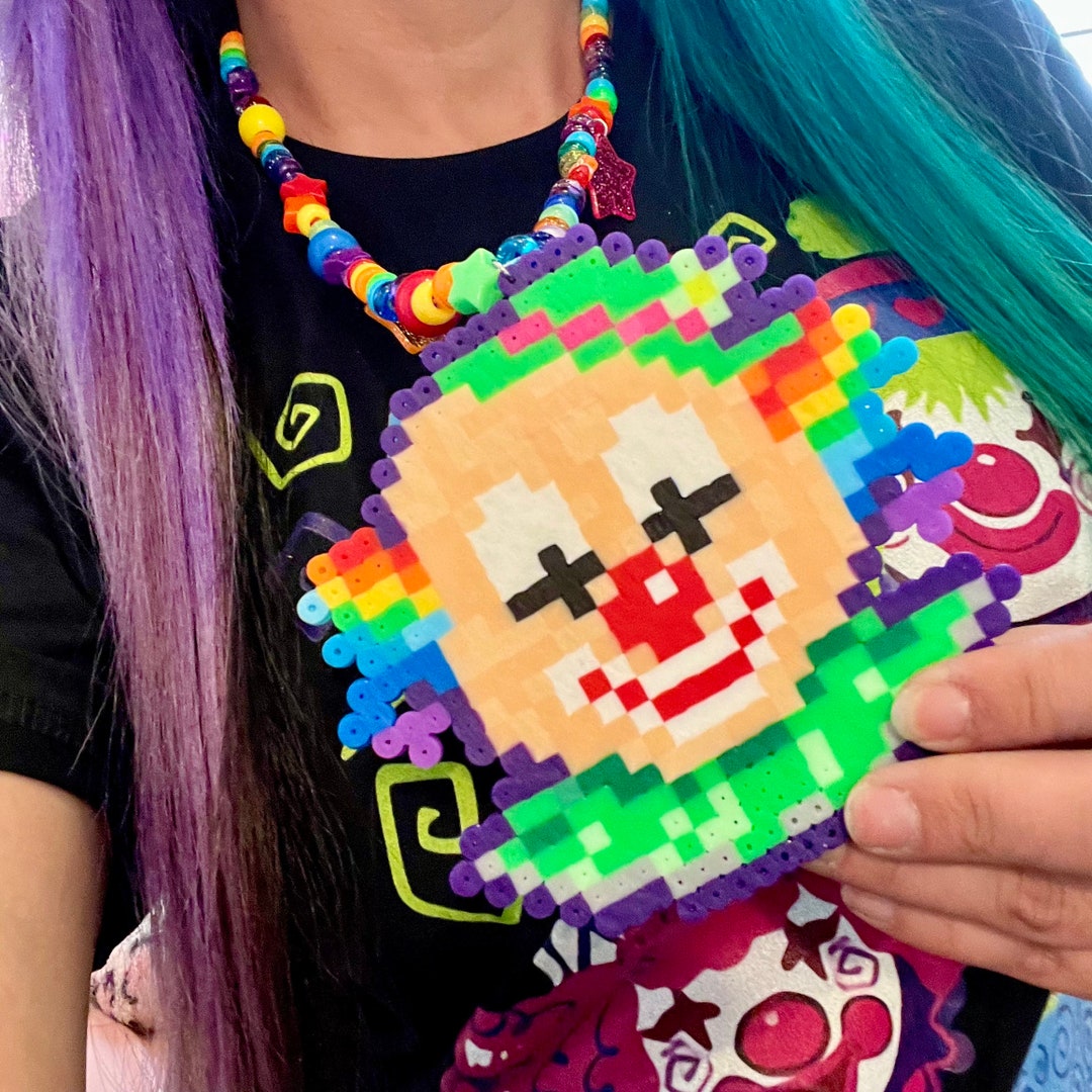 Clown Kandi Rainbow Beaded Necklace Perler Clowncore Accessories Rave ...