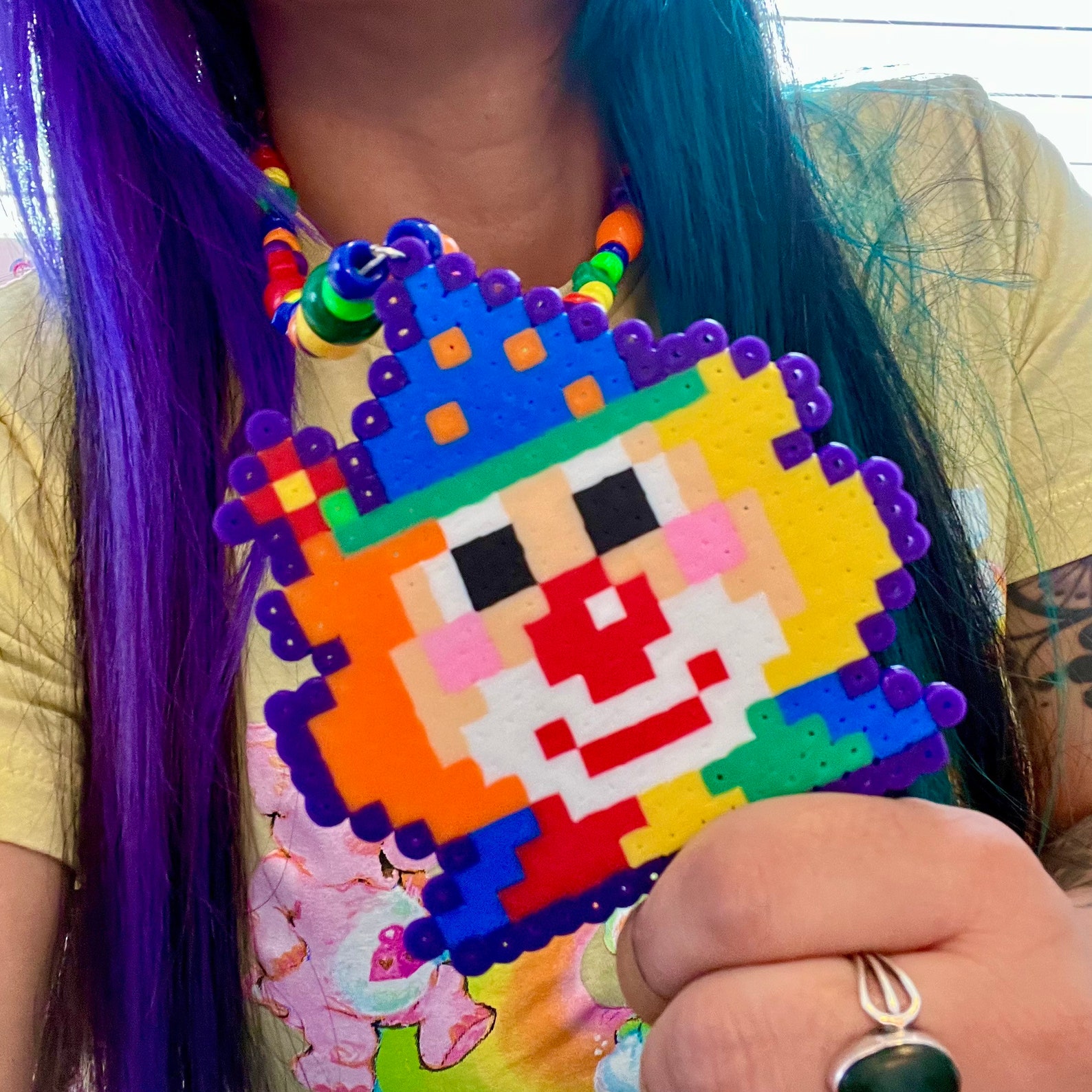 Clown Kandi Beaded Perler Necklace Clowncore Accessories - Etsy