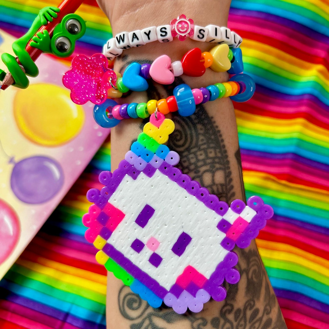 Clown Kandi Rainbow Bracelet Set Clowncore Accessories Clown Cat Perler ...